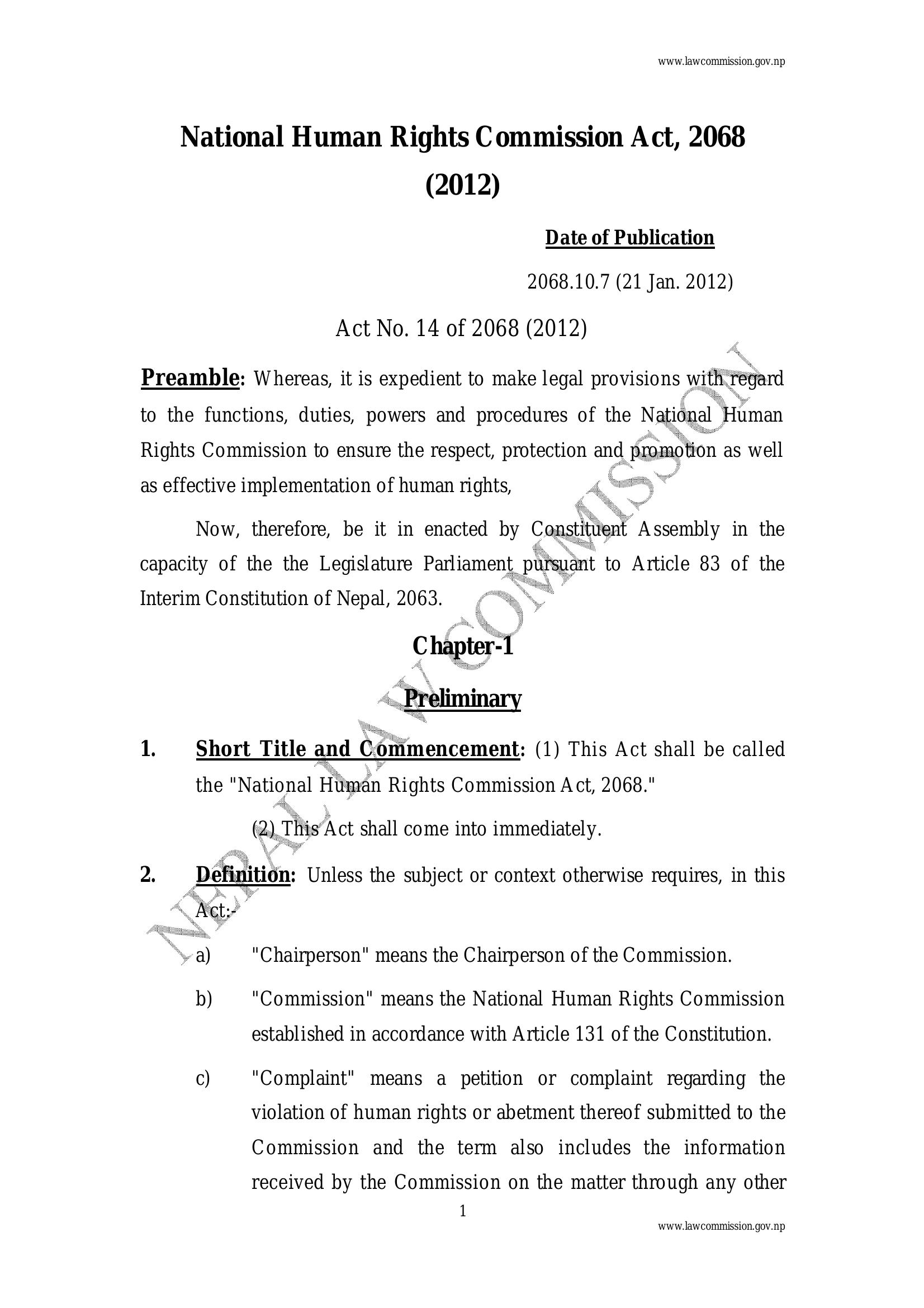 National Human Rights Commission Act nRead