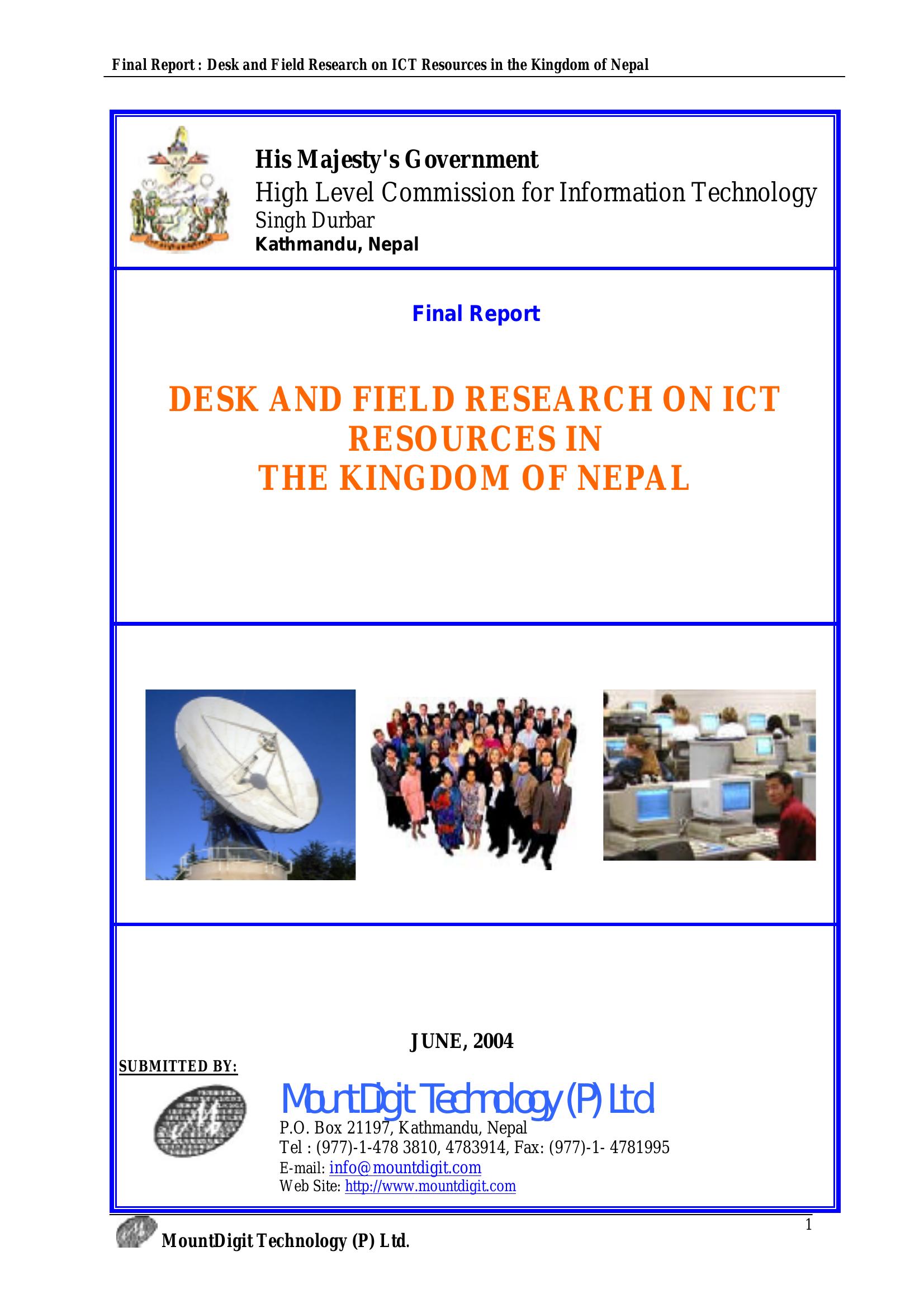 DESK AND FIELD RESEARCH ON ICT RESOURCES IN THE KINGDOM OF NEPAL nRead